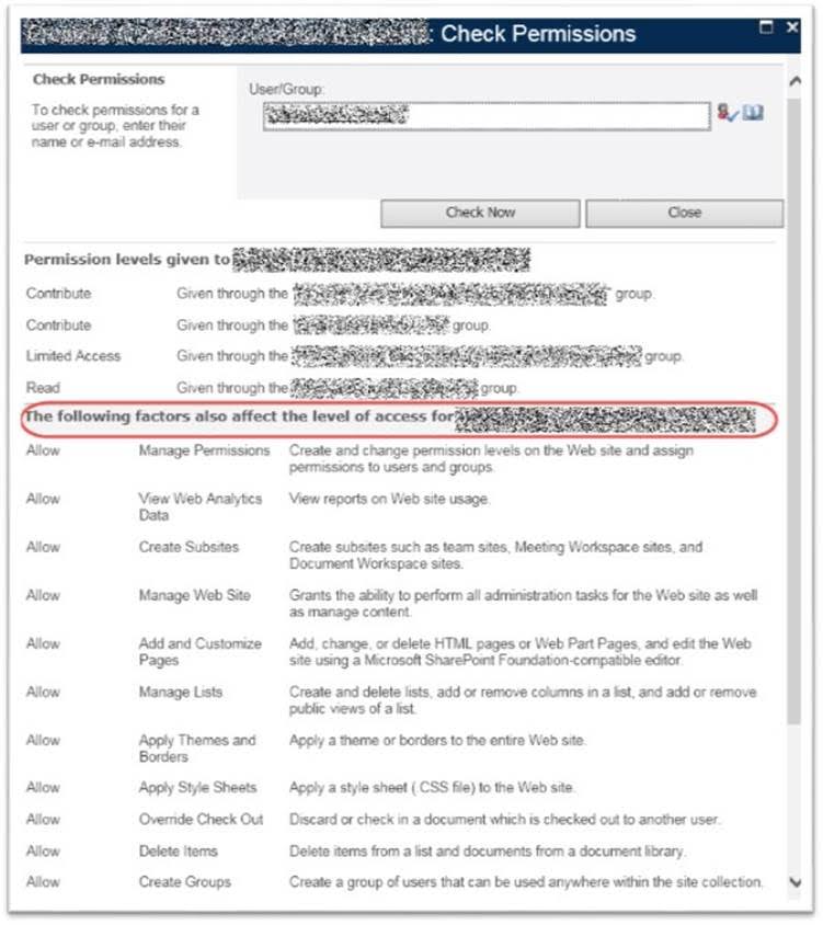 One of those “I never noticed that” on the Check Permission dialog box ...